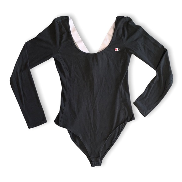 Champion | Tops | Champion Womans Black Long Sleeve Bodysuit With ...
